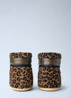 Moon Boot Icon Low Leopard Print Fleece Boots - Brown
