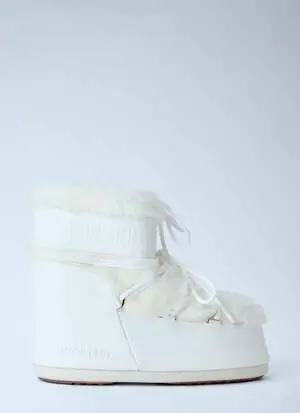 Moon Boot MOON BOOT Icon Low Faux Fur Trim Lace-Up Boots White