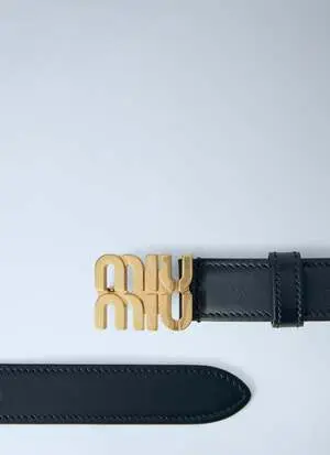 Miu Miu Logo Buckle Leather Belt