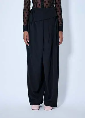 Dries Van Noten Wide-leg Trousers With Layered Waistband - Black