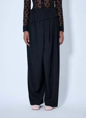 Dries Van Noten Wide-leg Trousers With Layered Waistband - Black