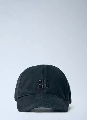 Miu Miu Embroidered Cotton Baseball Cap - Black