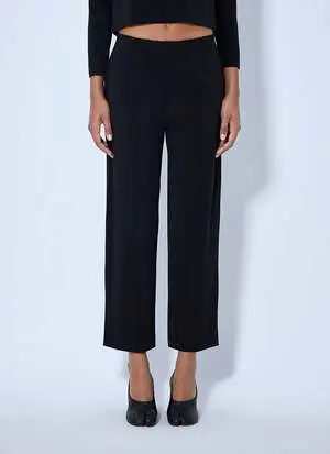 Issey Miyake Mid Rise Elasticated Waist Straight-leg Trousers - Black