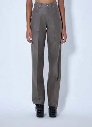 Rick Owens Mid Rise Straight Leg Trousers - Gray