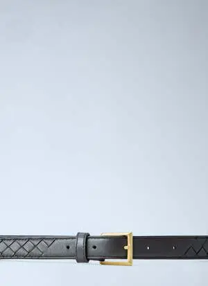 Bottega Veneta Woven Leather Belt With Metal Buckle