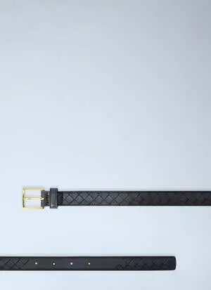 Bottega Veneta Woven Leather Belt With Metal Buckle