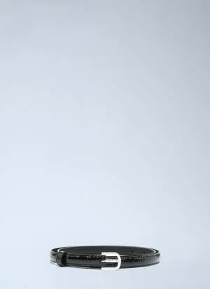 TOTEME Croc-embossed Patent Leather Belt - Black