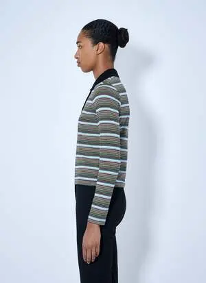 Marni Striped Long Sleeve Polo Shirt