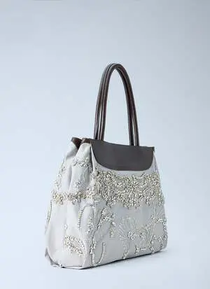 Dries Van Noten Embellished Leather-trim Handbag