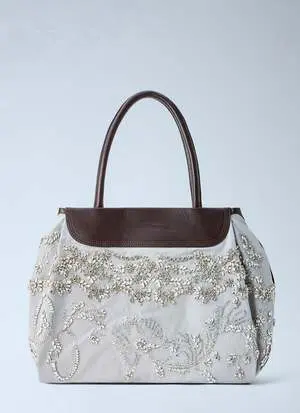 Dries Van Noten Embellished Leather-trim Handbag - Multicolor