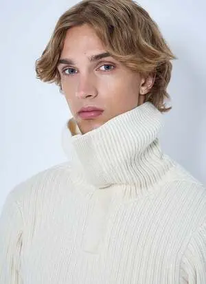 Bottega Veneta Ribbed Knit Collared Sweater
