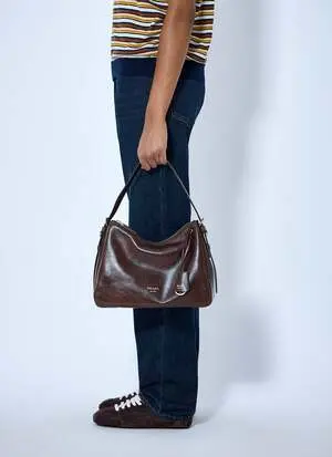 Prada Aimée Medium Leather Shoulder Bag - Brown