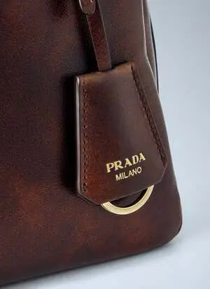 Prada Aimée Medium Leather Shoulder Bag - Brown