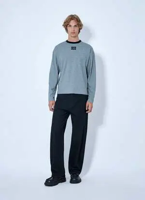 Miu Miu Logo Motif Long Sleeve T-shirt - Gray