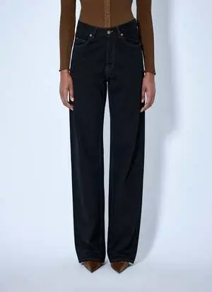 Saint Laurent V-waist Long Baggy Jeans - Black