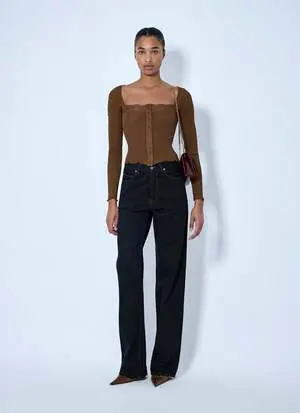 Saint Laurent V-waist Long Baggy Jeans