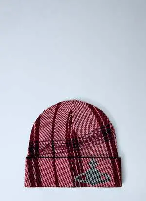 VIVIENNE WESTWOOD Check Knit Beanie - Red