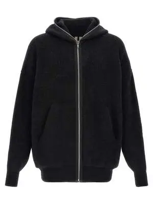 Rick Owens Oversized Alpaca Blend Zip-up Hoodie - Black