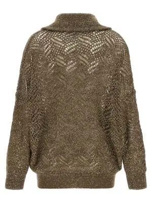 Brunello Cucinelli Abstract Leaf Perforated Cardigan