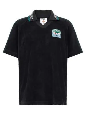 Casablanca Towelling' Jacquard Polo Shirt - Black