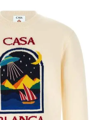 Casablanca Pyramid Abduction" Pure Wool Crew Neck Sweater