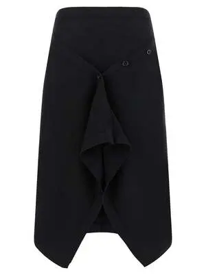 LEMAIRE Button Asymmetrical Skirt - Black