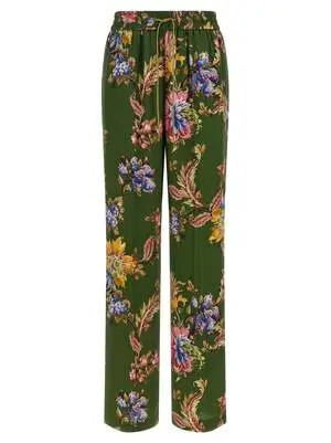 Etro Floral Print Wide Leg Trousers - Green