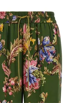 Etro Floral Print Wide Leg Trousers - Green