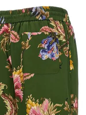 Etro Floral Print Wide Leg Trousers - Green