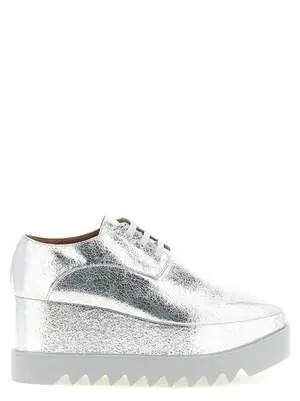 Stella McCartney Elyse Metallic Craquelé Platform Derby Shoes - Silver