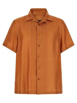 Fendi Selleria' Stitching Silk Shirt - Orange