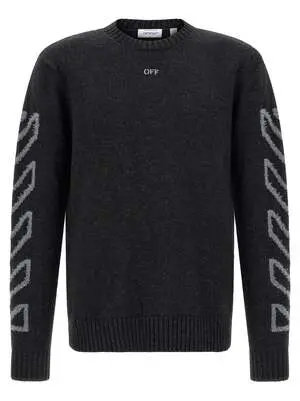 Off-White Diag Arrow Fuzzy' Sweater With Intarsia - Gray
