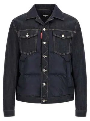 Dsquared2 Padded 'hybrid' Trucker Jacket - Blue
