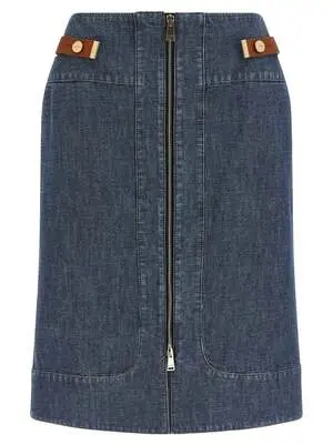 Fendi Chambray Denim Skirt - Blue