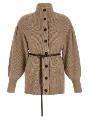 Brunello Cucinelli English Half-ribbed Cardigan - Cream