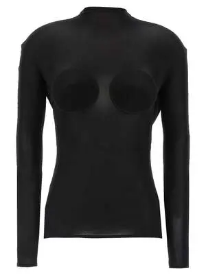 JEAN PAUL GAULTIER Voluminous Semi-transparent Long Sleeve Sweater - Black