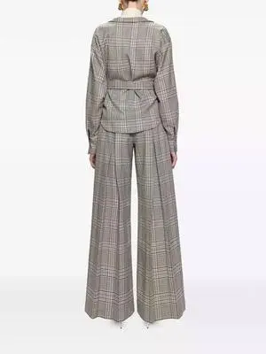 NISSA Checked Wrap Shirt With Spread Collar And Side Buckle Fastening
