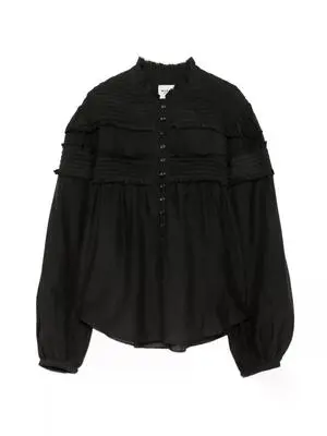 MARANT ETOILE Doane Ruffled Pleated Blouse - Black