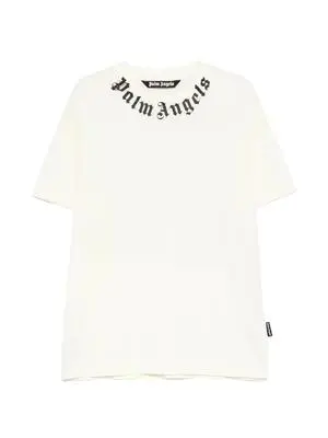 Palm Angels Neck Logo Printed T-shirt - Neutrals