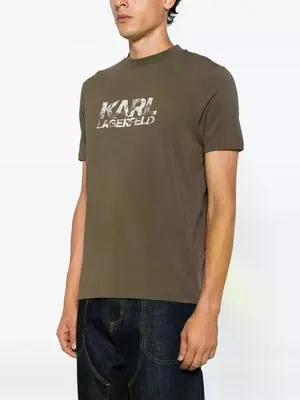 Karl Lagerfeld Logo-embroidered Crew-neck T-shirt - Green