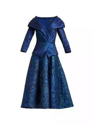 Tadashi Shoji Renwick Portrait Draped Midi Dress - Blue