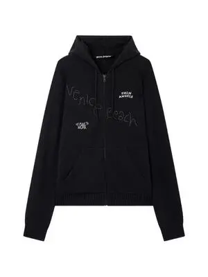 Palm Angels Surfer Dreams Knit Zip-up Hoodie - Black