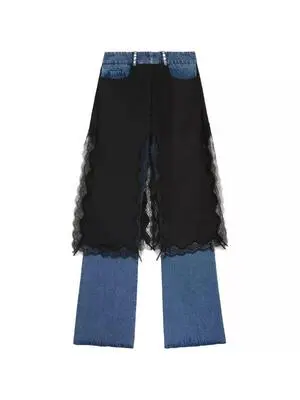 16Arlington Kia Lace-trimmed Layered Jeans - Black