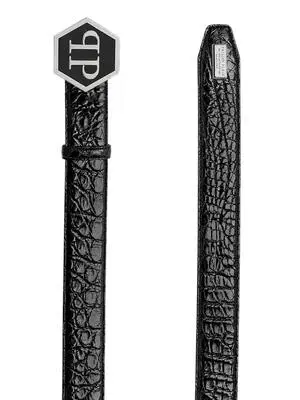 Philipp Plein Leather Belt With Hexagon Buckle