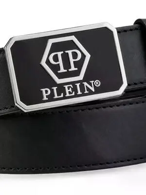 Philipp Plein Leather Belt With Plaque Buckle