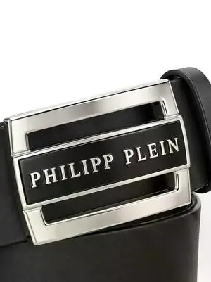 Philipp Plein Leather Belt With Plaque Buckle