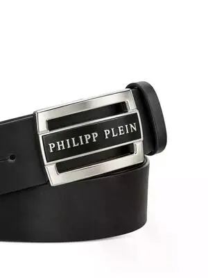 Philipp Plein Leather Belt With Plaque Buckle