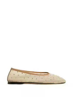 Dear Frances Crystal-embellished Mesh Ballet Flats - Brown