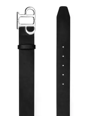 Philipp Plein Leather Belt With Silver-tone Pp Logo Buckle