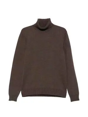 ZANONE Roll-neck Ribbed-trim Sweater - Brown